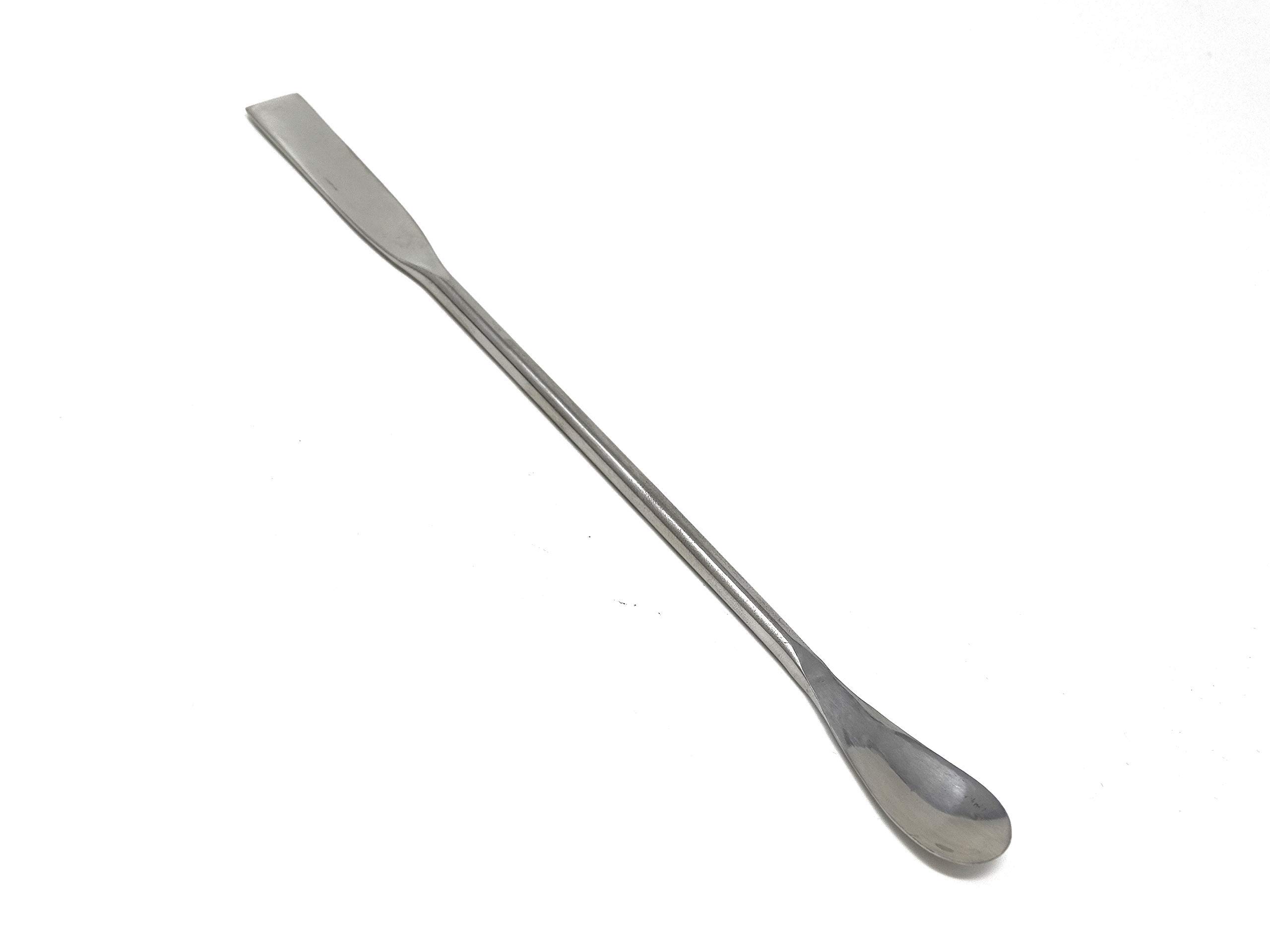 A2Z-DE001 Stainless Steel Double Ended Micro Lab Spatula Sampler, Square & Flat Spoon End, 7" Length