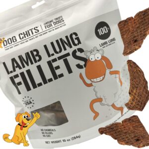 dog chits lamb lung fillets dog and puppy treats - made in usa - easy to break - slices - random shape - all natural - great for training - high protein - low fat - large 10 oz. bag