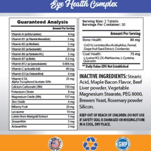 Canine Eye Health - Pets Total Health Support - for Dogs and Cats - Healthy Joints Eyes Teeth Hair Skin - Dog Vitamin b Complex - 2 Bottles (120 Tablets)