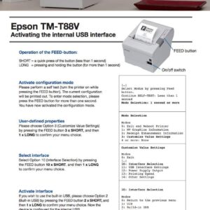 EPSON TM-T88V-330 Thermal Receipt Printer (USB and Ethernet) Power Supply Included (Renewed)