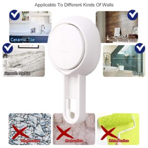 LEVERLOC Suction Cup Hooks Pack of 4 No Drilling & Removable 1 Second Installation White Wall Hooks Heavy Duty Suction Cup Hooks Max Hold 11lbs Hooks with Suction Cup for Bathroom/Kitchen/Hotel