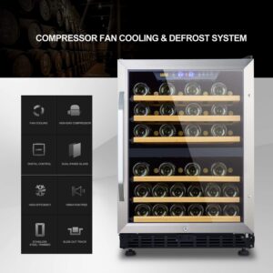 Lanbo 44 Bottle Built-in Dual Zone Compressor Wine Cooler, 24 Inch Wide