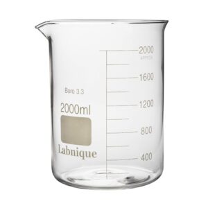 labnique borosilicate 3.3 glass griffin beaker, low form with printed graduation, 2000ml / 2l