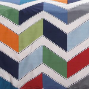 Levtex Home - Dominik Duvet Cover Set - Full/Queen Duvet Cover + Two Standard Pillow Cases - Striped - Red, Green, Blue, Orange - Duvet Cover (90 x 94in.) and Pillow Case (26 x 20in.) - Cotton