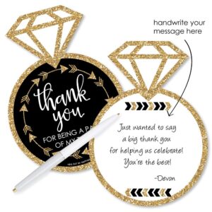 Big Dot of Happiness Bride Tribe - Shaped Cards - Bridal Shower or Bachelorette Party Thank You Note with Envelopes - Set of 12