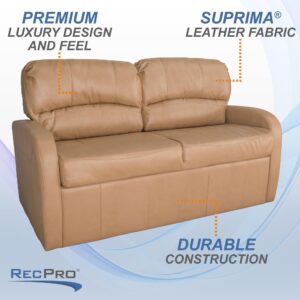 RecPro Charles 65" Jack Knife RV Sleeper Sofa with Arms | RV Furniture | Zero Wall Hugger (Toffee)