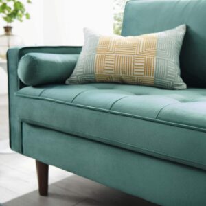 Modway Valour Collection EEI-4004-TEA 62 Loveseat with Innerspring Pocket Structure Non-Marking Foot Caps Dense Foam Padding and Stain-Resistant Velvet Polyester Upholstery in Teal Color