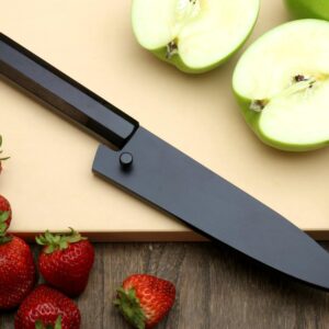 Yoshihiro Kurouchi Black-Forged Blue Steel Stainless Clad Petty Utility Knife Ebony Handle (5.3'' (135mm) & Saya)