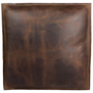 hide & drink, decorative pillow 12 x 12 in. for couch, sofa or bed, stylish decoration, home & office accessories, full grain leather, handmade, bourbon brown