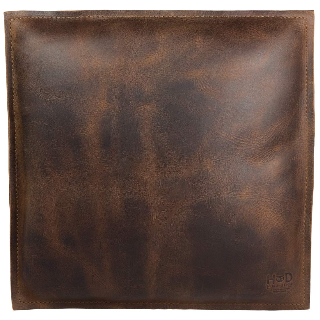 Hide & Drink, Decorative Pillow 12 x 12 in. for Couch, Sofa or Bed, Stylish Decoration, Home & Office Accessories, Full Grain Leather, Handmade, Bourbon Brown