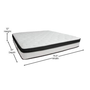 Flash Furniture Capri Comfortable Sleep 12" Hybrid Pocket Spring and Foam Mattress in a Box, Foam Pocket Spring Hybrid Mattress, Pressure Relief, King