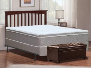 mayton 10-inchmedium plush eurotop pillowtop innerspring mattress and 8" wood boxspring/foundation set, with frame queen size