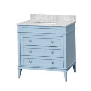 Eleanor 36-inch Bathroom Vanity (Carrara/Powder Blue): Includes Powder Blue Cabinet with Authentic Italian Carrara Marble Countertop and White Ceramic Sink