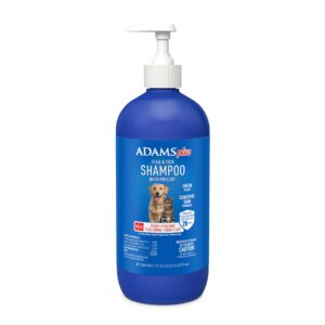 adams plus flea & tick shampoo with precor for cats, kittens, dogs & puppies over 12 weeks of age |sensitive skin flea treatment |kills adult fleas, flea eggs, ticks, and lice |24 oz, pump included