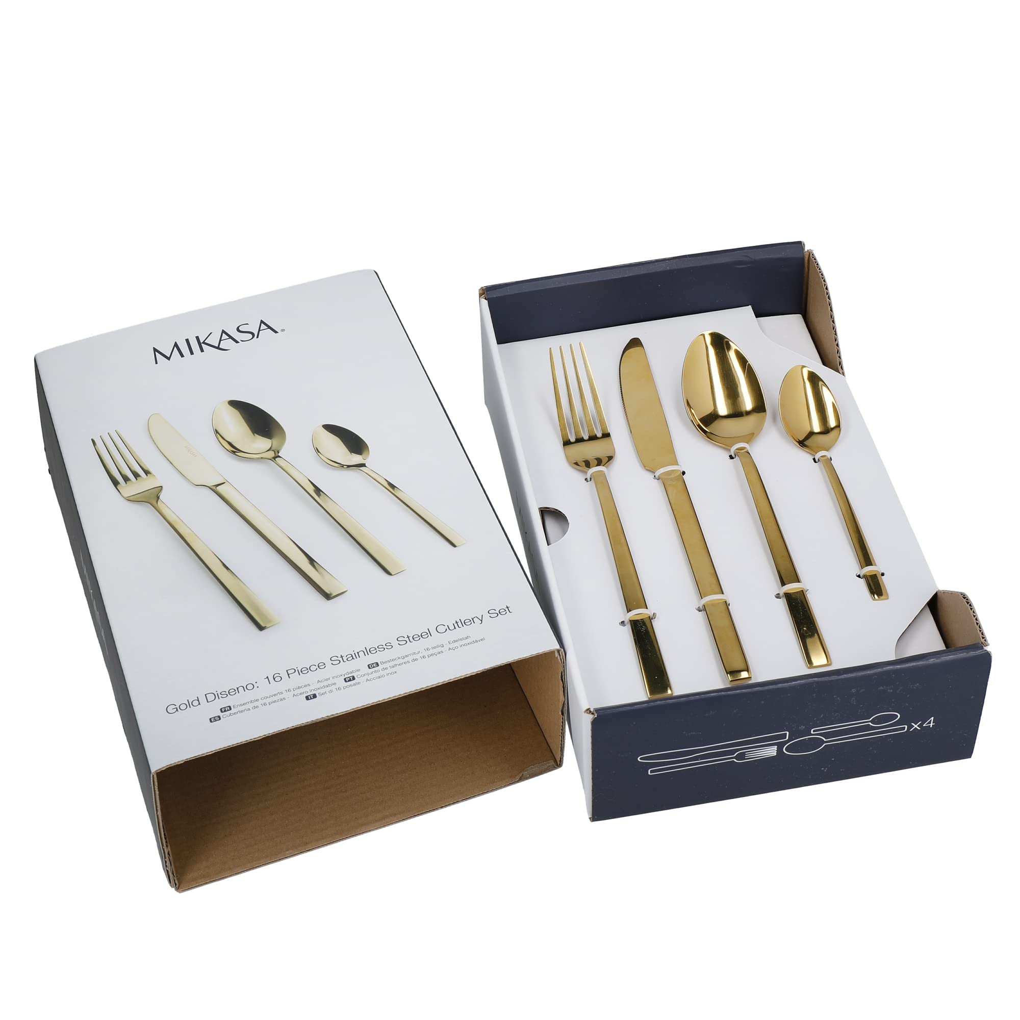 MIKASA Diseno Gold Cutlery Set, 16 Pieces