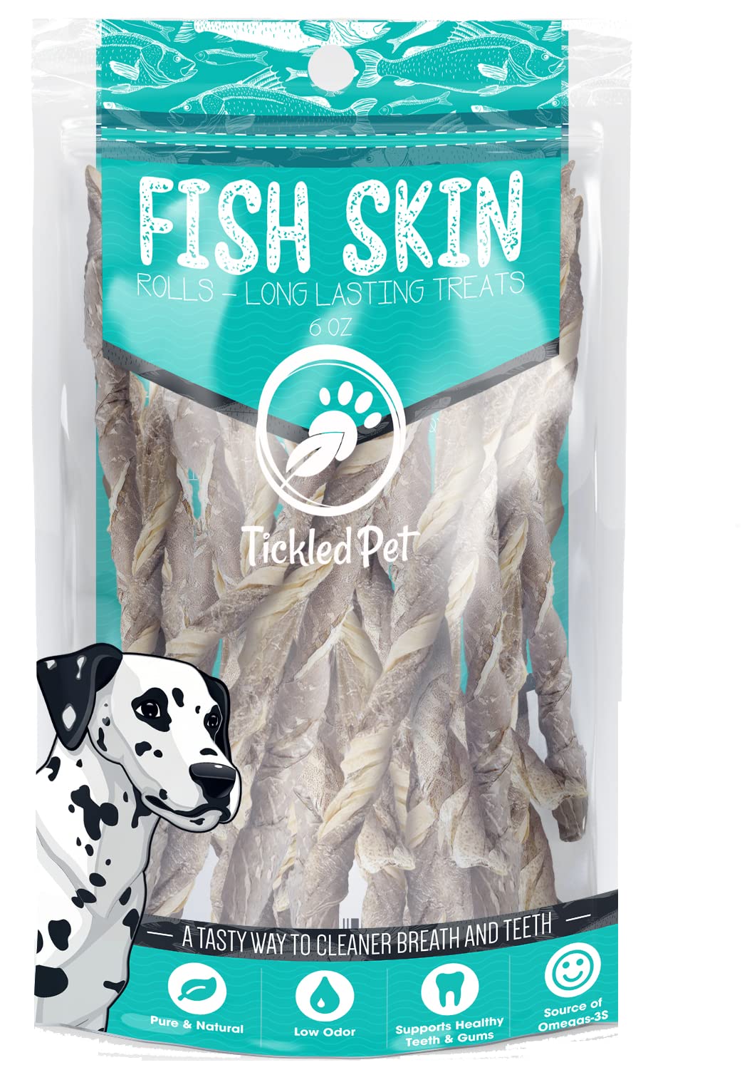 TickledPet Dog Training Treats - Icelandic Wild Caught Cod - Dehydrated Dog Treats, Fresh Fish Icelandic Dog Treats Single Ingredient Grain Free Chews Omega-3s 6 oz, Fresh Fish Cod Skin Dog Treats