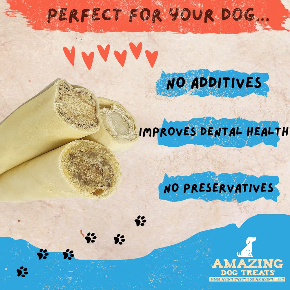 Amazing Dog Treats - 6 Inch Cow Tail Dog Chew- Thick - (10 Pcs/Pack) - Premium Quality - Sourced from Grass Fed Cattle - Long Lasting Dog Chew- Rawhide Alternative