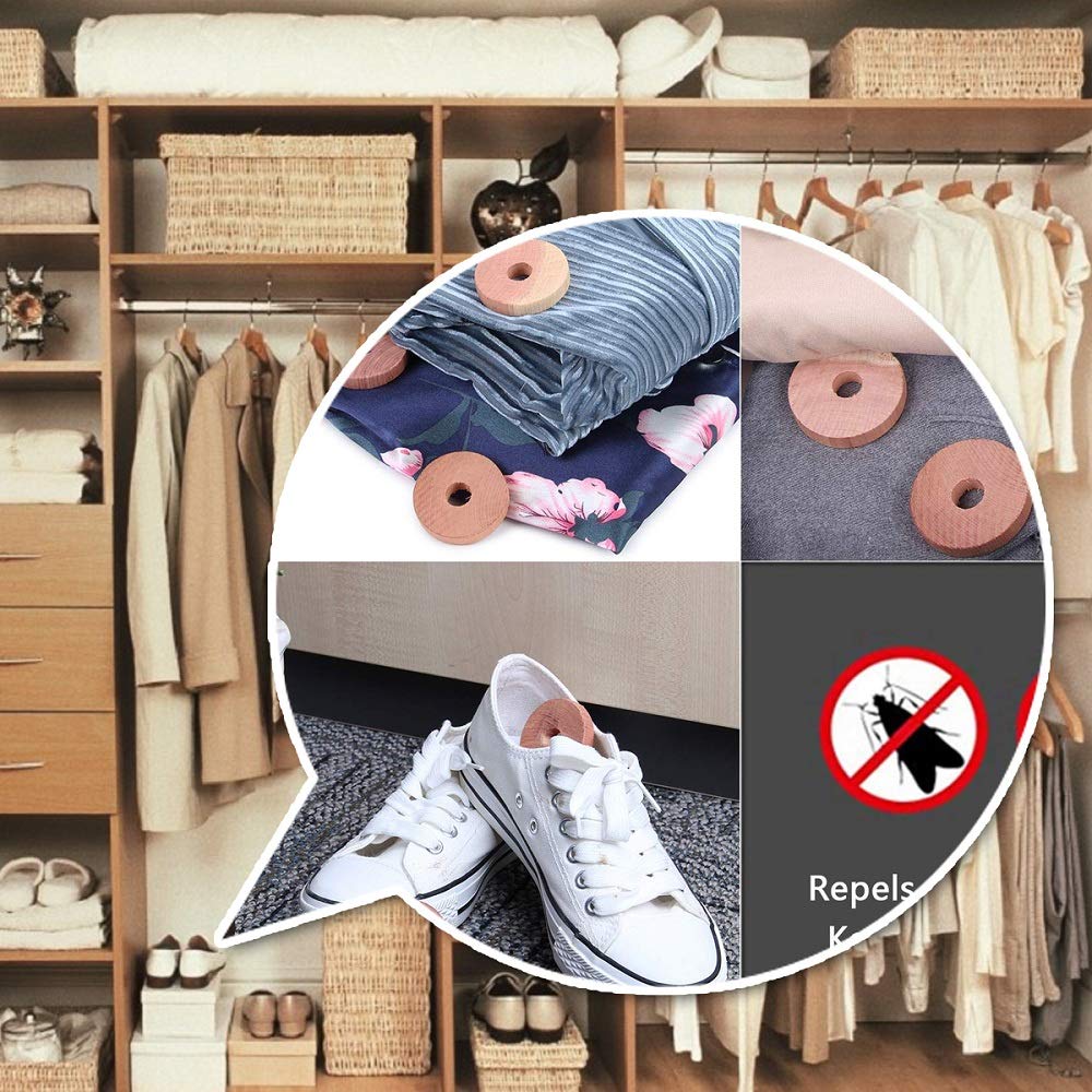 Cedar Blocks for Clothes Storage - 24 Pcs 100% Aromatic Cedar Rings, Cedar Accessories for Closets Storages, Cedar Blocks for Wardrobes Closets and Drawers