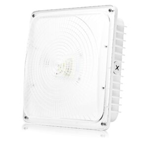 parmida led canopy light, 45w, 0-10v dimmable,110-277vac, ip65 waterproof, etl-listed, 5000k (day light), 9.6" x 9.6", gas station, street, area & outdoor lighting, white