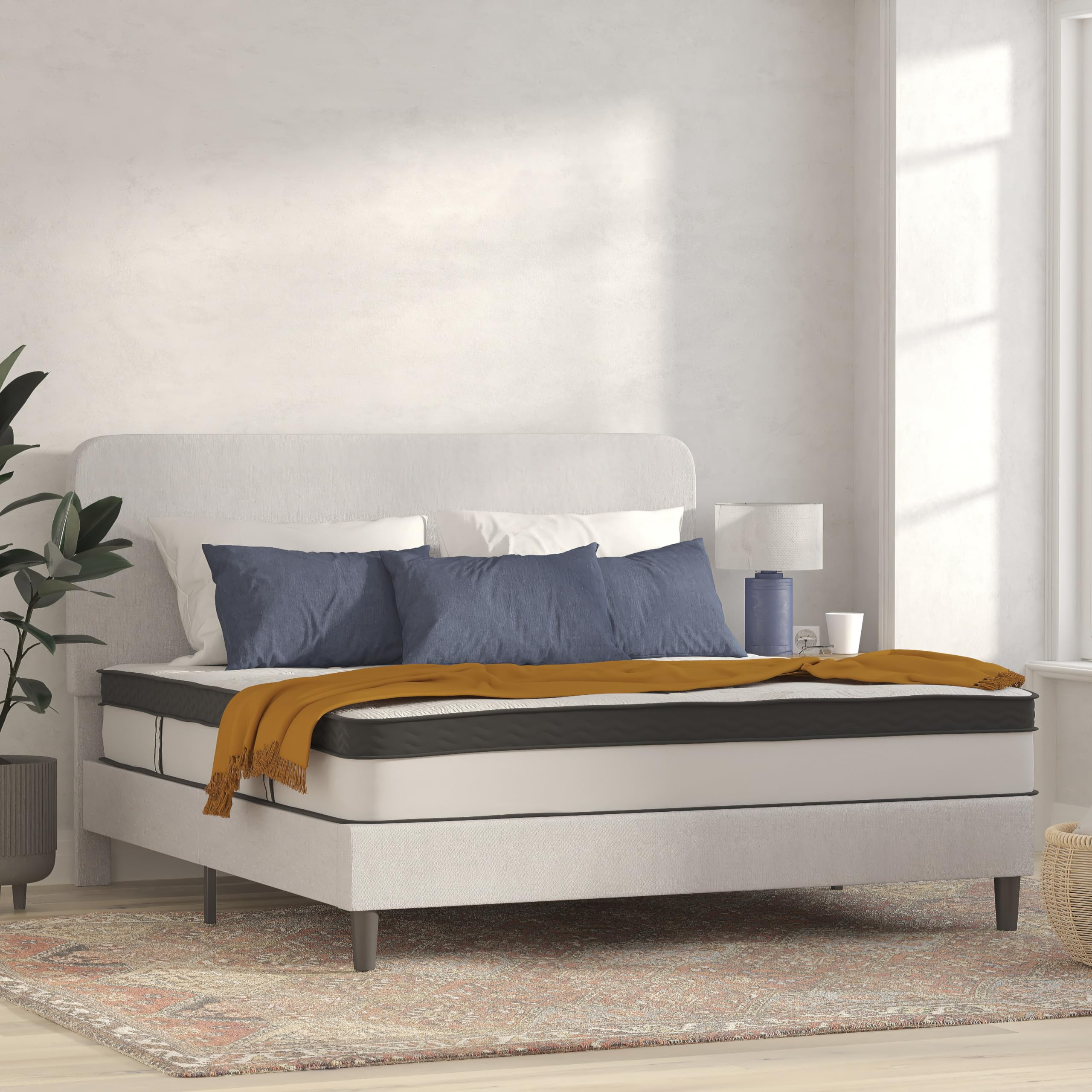 Flash Furniture Capri Comfortable Sleep 12" Hybrid Pocket Spring and Foam Mattress in a Box, Foam Pocket Spring Hybrid Mattress, Pressure Relief, King