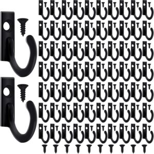 zhehao 100 pieces key hooks jewelry small hooks key hanging small hooks wall mounted single hook robe hooks coat hooks and 110 pieces screws for hanging hat, scarf, bag (black,100 pieces)