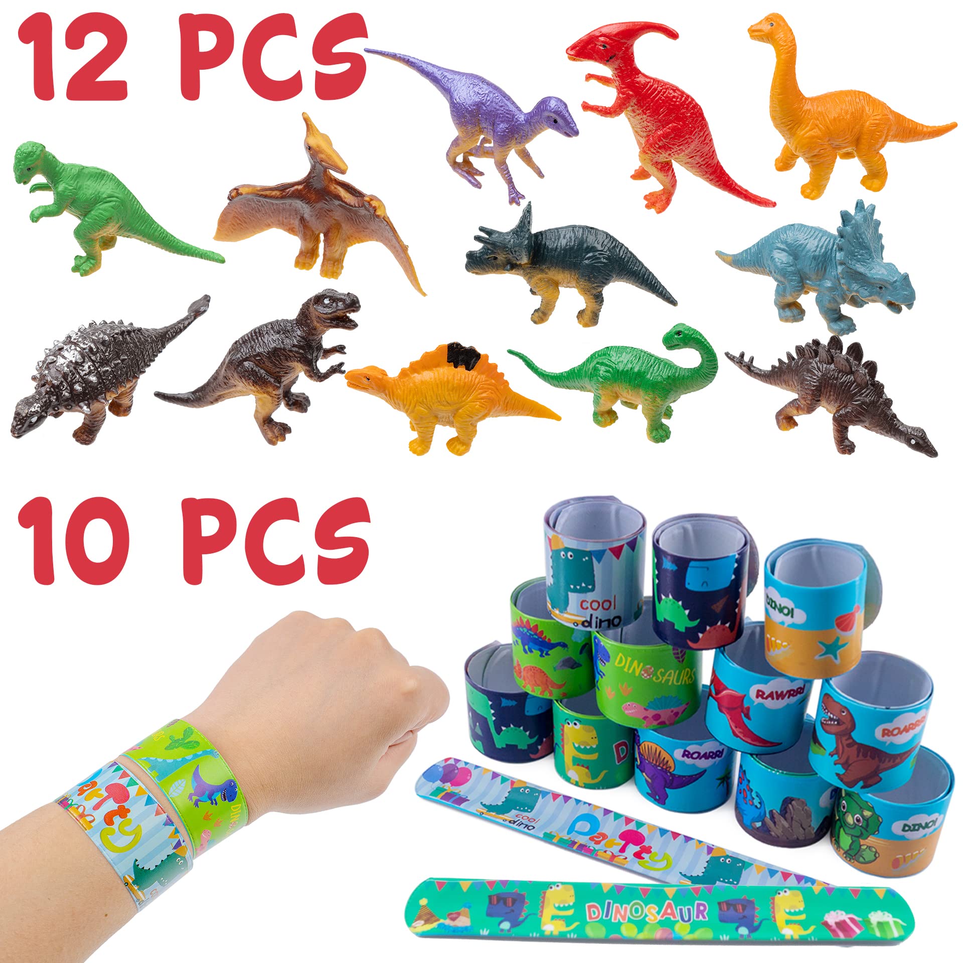 Dinosaur Party Favors, Party Favor Bags, Kids Dinosaur Birthday Party Supplies, Pop Toy, Slap Bracelets, Rings, Tattoos Stickers for Dinosaur Pinata, Graduation Gifts, Goodie Bag