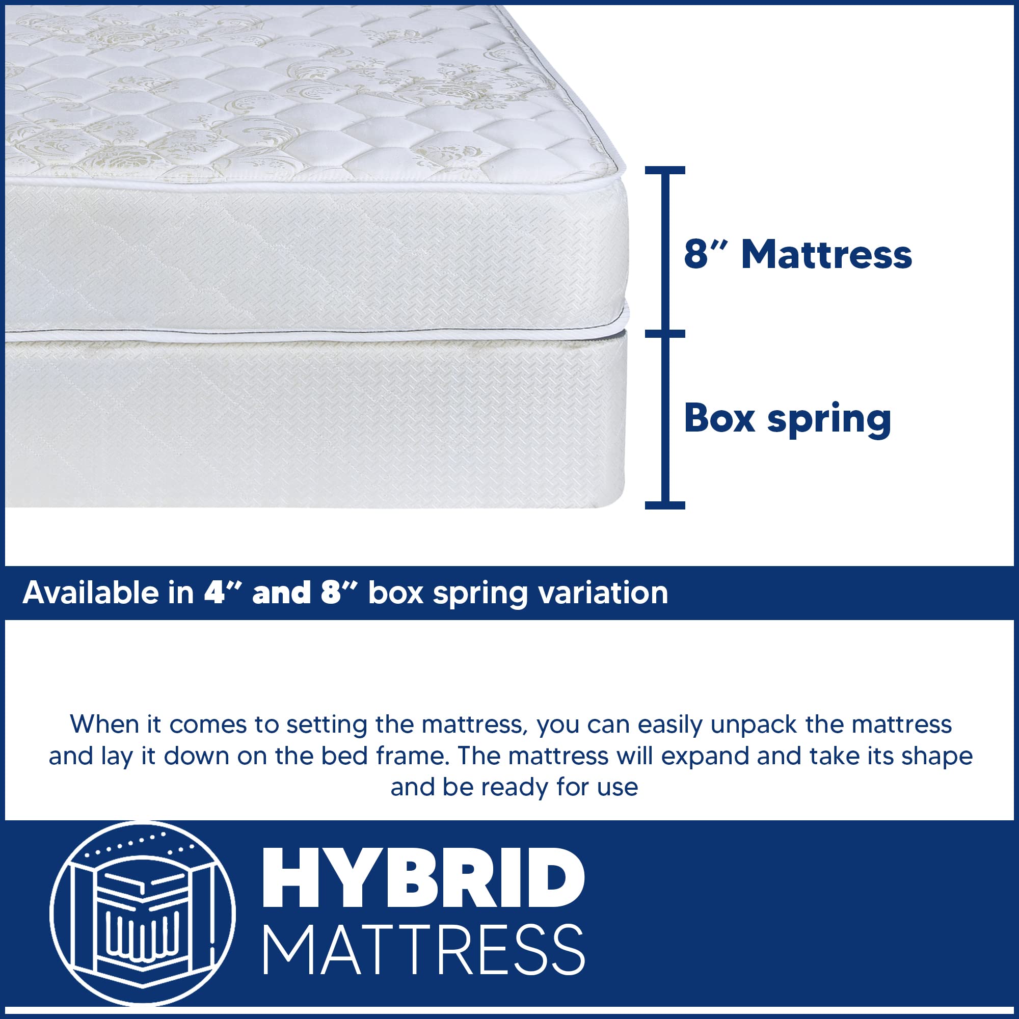 Mayton 9-Inch Gentle Firm Tight top Innerspring Mattress And 8-Inch Wood Box Spring/Foundation Set Full