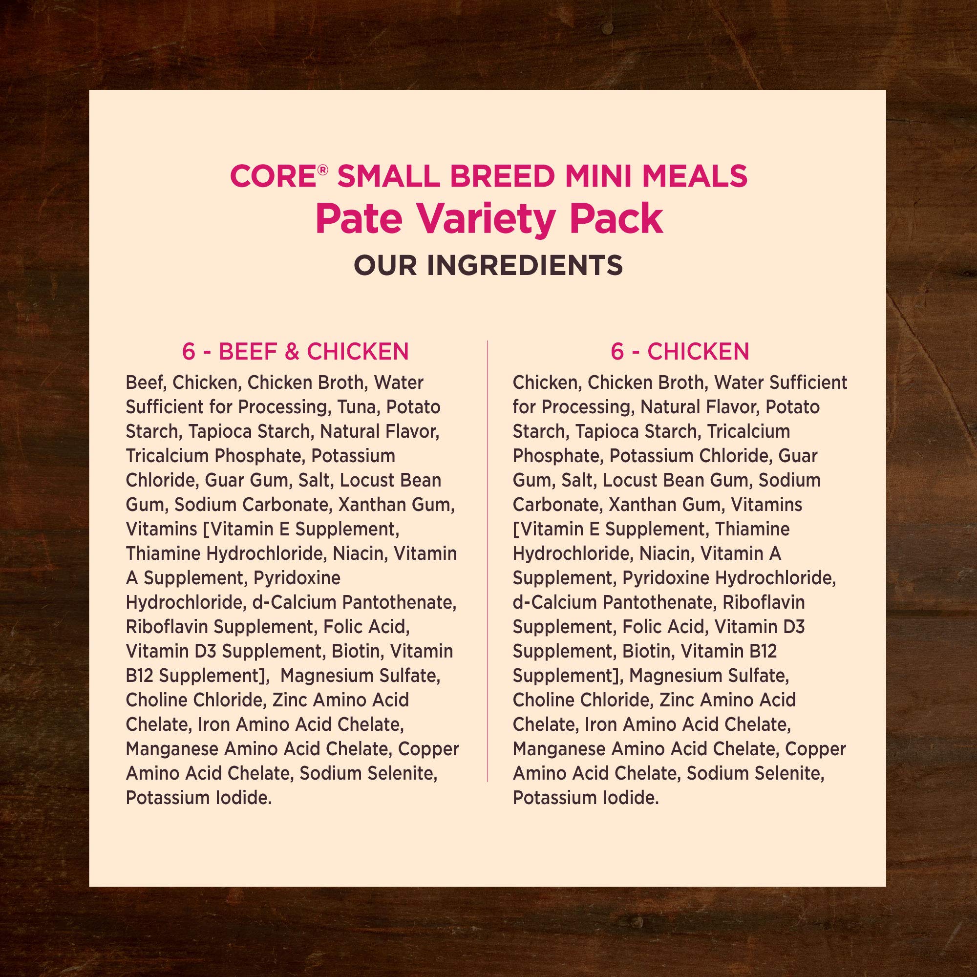 Wellness CORE Natural Grain Free Small Breed Mini Meals Pate Variety Pack, 3-Ounce (Pack of 12)