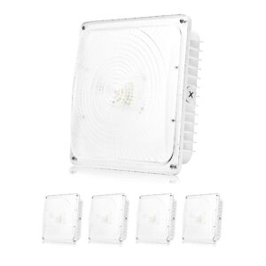 parmida (4 pack) led canopy light, 45w, 0-10v dimmable,110-277vac, ip65 waterproof, etl-listed, 5000k (day light), 9.6" x 9.6" street, area & outdoor lighting, white