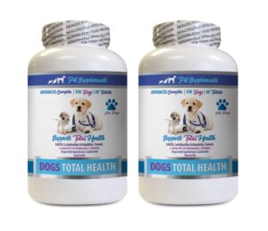 pet supplements hip and joint for dogs soft chews - dog total health complex - eye teeth hair joint support - advanced - dogs vitamins for hair - 2 bottles (120 tablets)