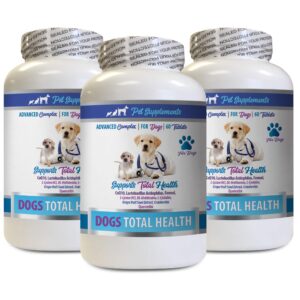 PET SUPPLEMENTS Dog Skin Treatment - Dog Total Health Complex - Eye Teeth Hair Joint Support - Advanced - Vitamin e for Dogs Skin - 3 Bottles (180 Tablets)