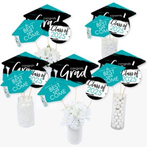 Big Dot of Happiness Teal 2024 Graduation Party Centerpiece Sticks - Table Toppers - Set of 15