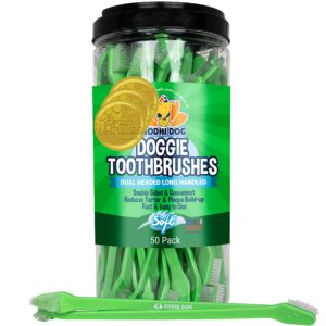 bodhi dog dual-headed long dog & cat toothbrush | puppy toothbrush with soft bristles for pet dental care | easy teeth cleaning dog toothbrush, 50 count