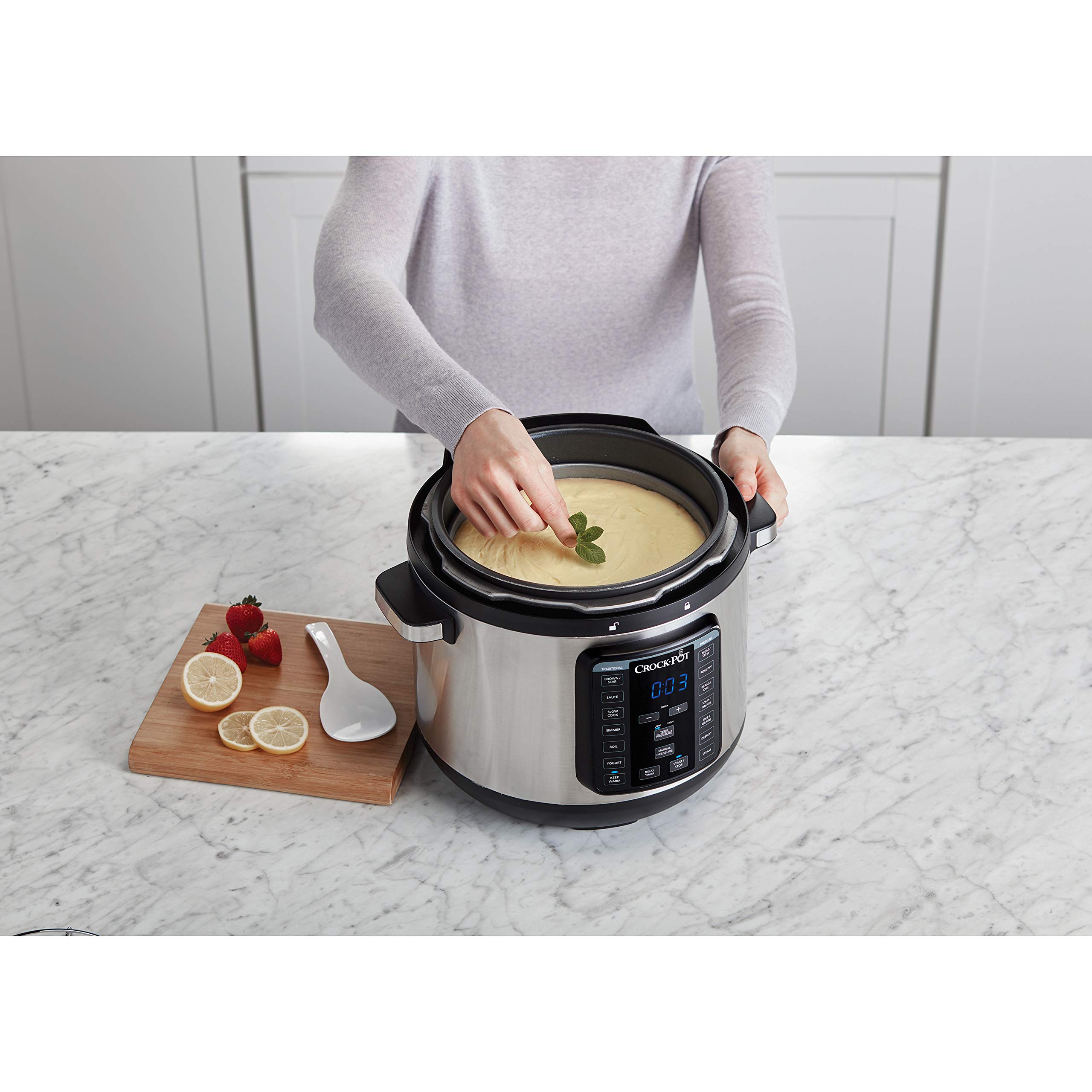 Crock-Pot 8-Quart Multi-Use XL Express Crock Programmable Slow Cooker and Pressure Cooker with Manual Pressure, Boil & Simmer, Stainless Steel