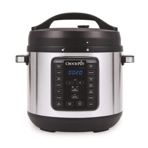 crock-pot 8-quart multi-use xl express crock programmable slow cooker and pressure cooker with manual pressure, boil & simmer, stainless steel