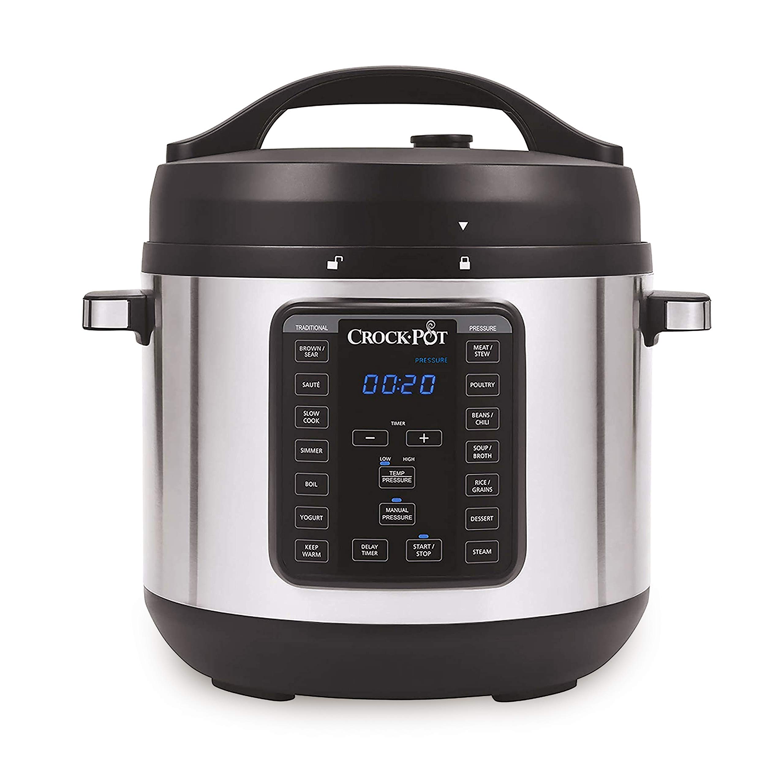 Crock-Pot 8-Quart Multi-Use XL Express Crock Programmable Slow Cooker and Pressure Cooker with Manual Pressure, Boil & Simmer, Stainless Steel