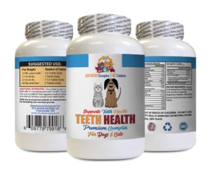 cat dental care treats - pets premium teeth health for dogs and cats - oral gum teeth complex support - vitamin supplement for cats - 60 tablets (1 bottle)