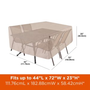 Modern Leisure 2923 Chalet Patio Table & Chairs, Furniture Set, Outdoor Cover, for Rectangular and Oval Tables (44 L x 72 D x 23 H) Water-Resistant, Beige