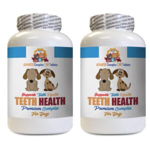 Dog Dental Treats Large Breed - Dog Teeth Health Care - Advanced Complex - Eliminate Bad Breath Plaque Build UP - Healthy Gums - Vitamin b12 for Dogs - 120 Tablets (2 Bottles)