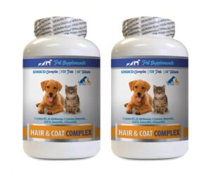 pet supplements cat vitamins skin and coat - pets hair and coat complex - for dogs and cats - advanced benefits - itch relief - vitamin b12 for cats - 2 bottles (120 tablets)