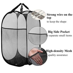 WEHUSE Pop Up Hampers for Laundry, Large Foldable Mesh Laundry Basket Collapsible, Black