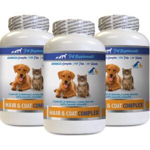 Dog Skin and Coat Supplements - Pets Hair and Coat Complex - for Dogs and Cats - Advanced Benefits - Itch Relief - Vitamin c for Dogs Pills - 3 Bottles (180 Tablets)