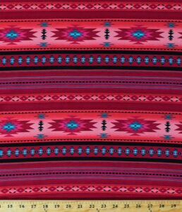 cotton southwestern stripe aztec southwest tribal native american tucson pink blue cotton fabric print by the yard (d467.41)