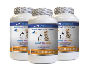 dog healthy coat supplement - pets total health support - for dogs and cats - healthy joints eyes teeth hair skin - dog lactobacillus - 3 bottles (180 tablets)