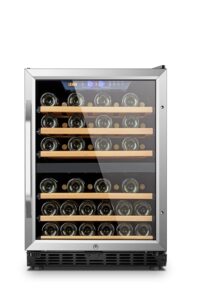 lanbo 44 bottle built-in dual zone compressor wine cooler, 24 inch wide