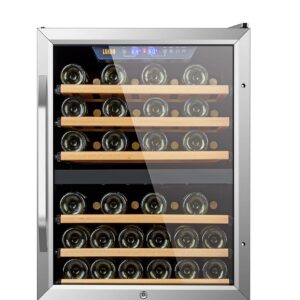 Lanbo 44 Bottle Built-in Dual Zone Compressor Wine Cooler, 24 Inch Wide