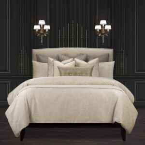 Overstock F Scott Fitzgerald Rhythm and Rhyme Cream Luxury Duvet Cover and Insert Set King 6 Piece