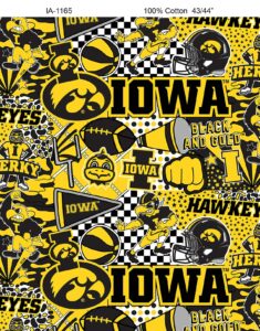 sykel enterprises university of iowa graffiti printed cotton fabric with pop art-newest pattern-ncaa cotton fabric