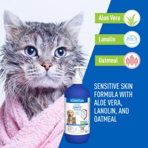 Adams Plus Flea & Tick Shampoo with Precor for Cats, Kittens, Dogs & Puppies Over 12 Weeks Of Age |Sensitive Skin Flea Treatment |Kills Adult Fleas, Flea Eggs, Ticks, and Lice |24 Oz, Pump Included