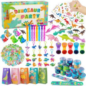 dinosaur party favors, party favor bags, kids dinosaur birthday party supplies, pop toy, slap bracelets, rings, tattoos stickers for dinosaur pinata, graduation gifts, goodie bag